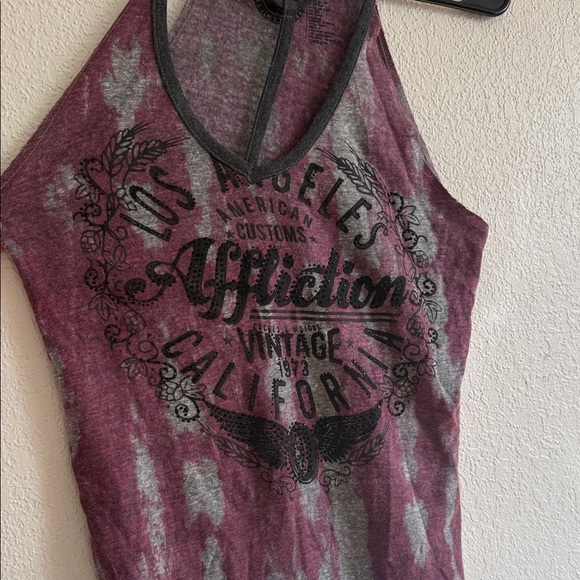Affliction | Tops | Affliction Purple And Gray Tank Top | Poshmark